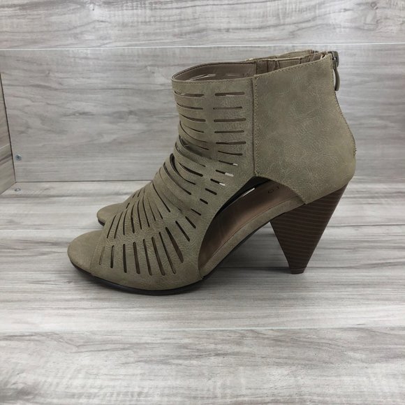 torrid | Shoes | Torrid Ankle Boots Womens W Taupe Peep Toe Back Zip ...